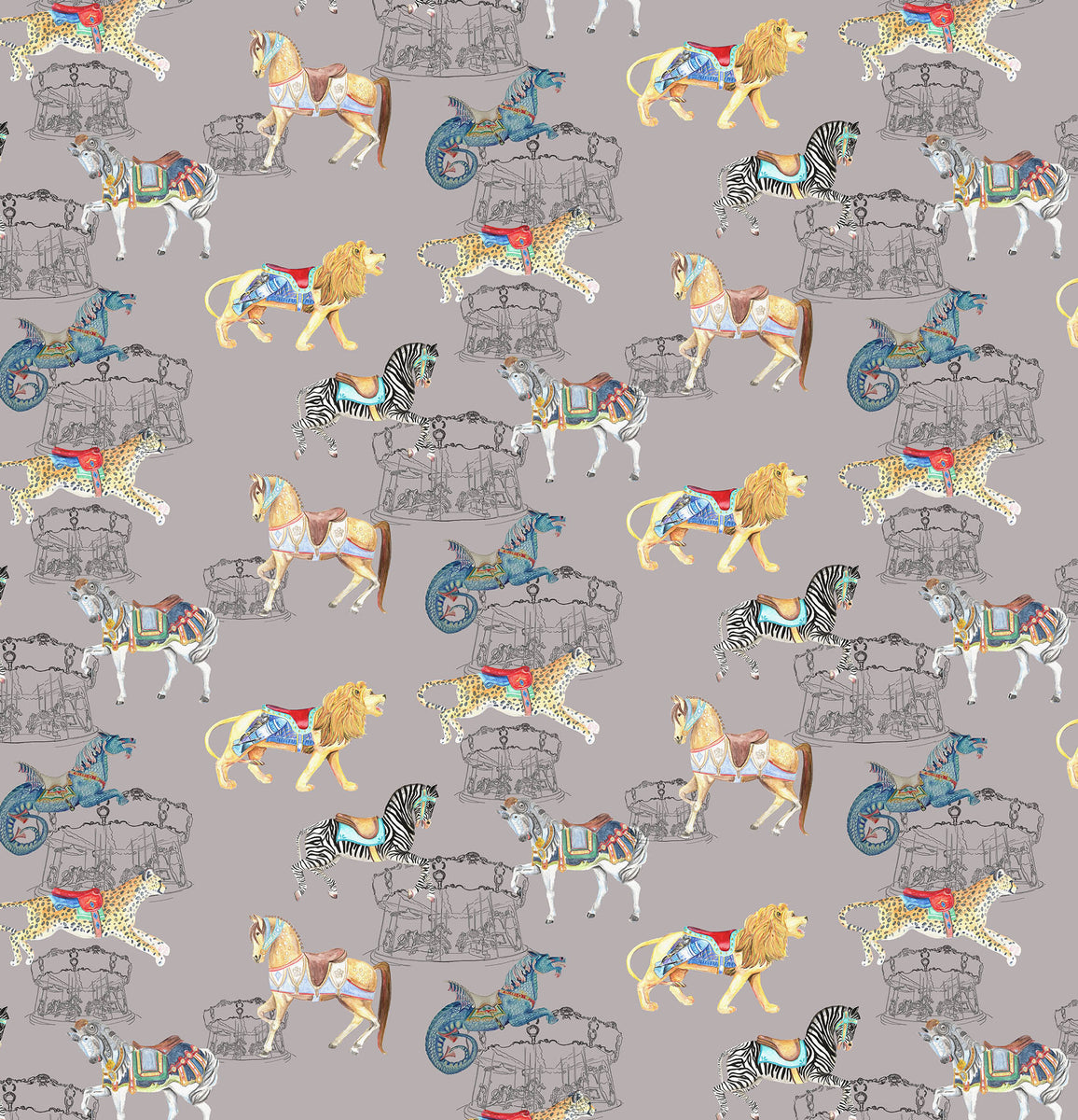 Carousel Safari-Whimsical wallpaper| Whistling Thorn Designs